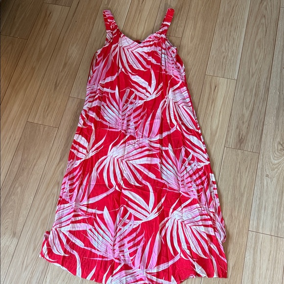 1. State | Dresses | State Red And White Leaf Print Midi Dress | Poshmark